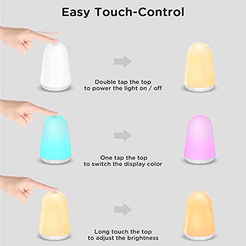 BAXIA TECHNOLOGY Night Light for Kids Room Touch Lamp for Bedroom,Rechargeable Kids Night Light Bedside Lamp with 7 Colors Changing & Dimming