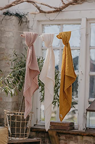 Bibs Cuddle Baby Swaddle | 100% Organic Muslin Fabric | Soft, Breathable & Absorbent | Made in Denmark | Measures 47" x 47" (Ivory)