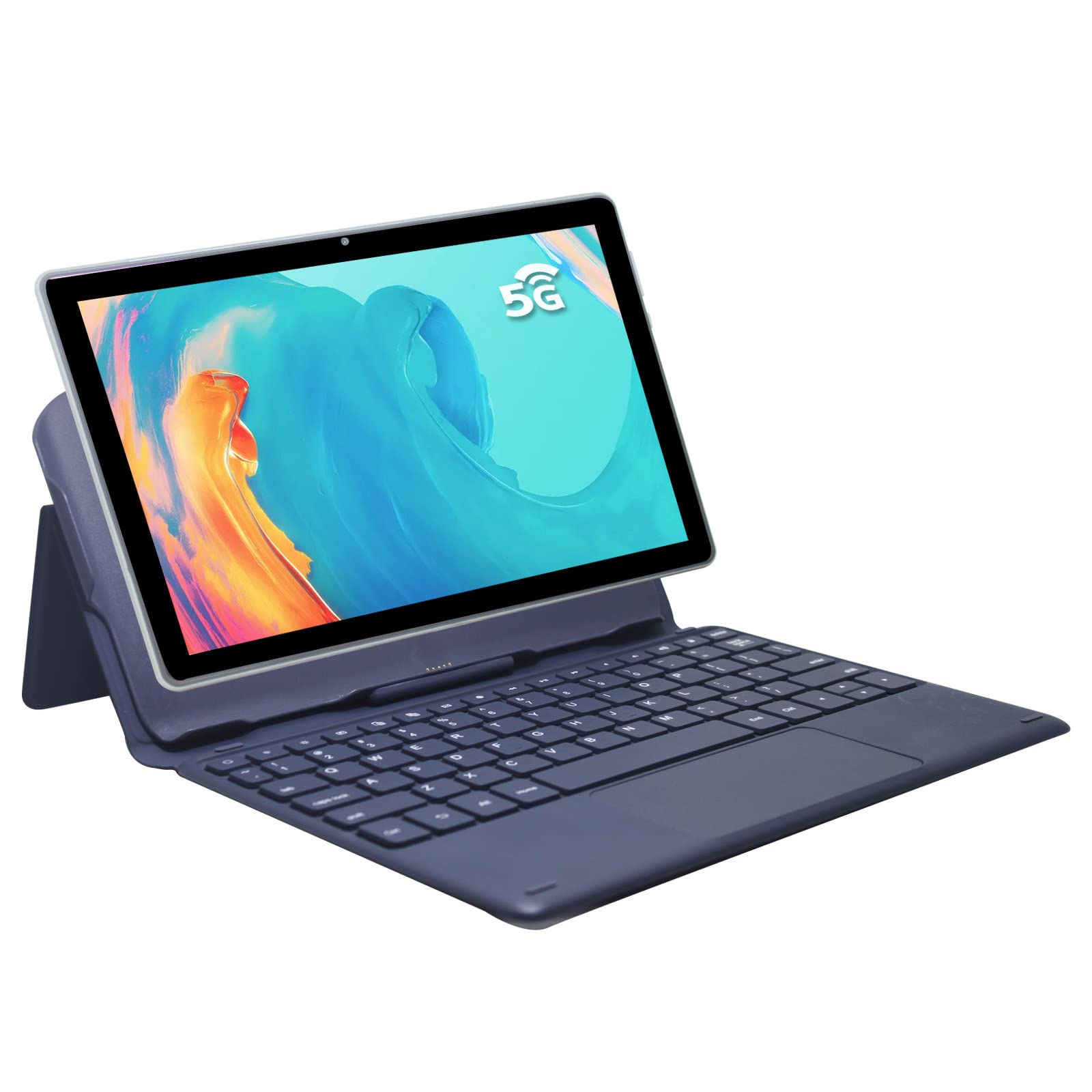 10 inch Tablet with Keyboard,4G LTE Android 10 Tablet Octa-core Processor,1920x1200 Full FHD,4GB RAM 64GB ROM,2 in 1 Tablet with Stylus Pen,5G WiFi Tablet with Case and Stand,5+8MP Dual Camera,GPS