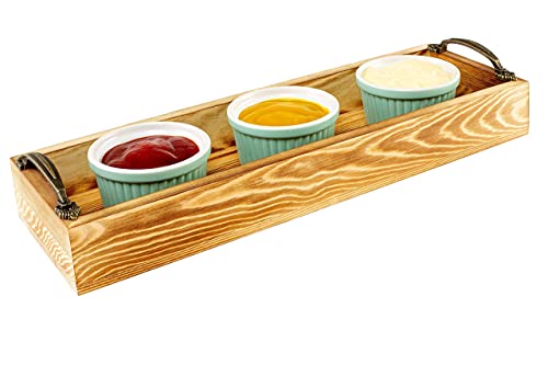 Strova Rectangular Wood Serving Tray with Handles – 16 Inch Long Narrow Tray for Serving Wine, Appetizers, Coffee, Condiments, Fruits, and More