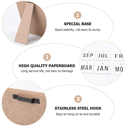 Garneck Wooden Desktop Calendar Wall Hanging Calendar Manual Perpetual Calendar Planner Schedule Year Calendar for Desk Top Office Home Decoration (White)