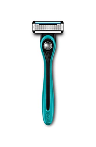 BIC Us 5-Blade Unisex Razor Starter Kit for Men and Women, 1 Handle & 8 Cartridges, Teal, Smooth Shave, BIC Razors
