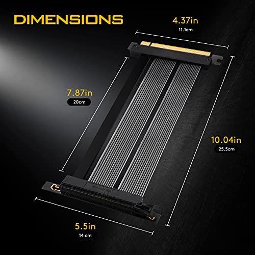EZDIY-FAB [20cm] PCIE 4.0 16x Extreme High Speed Riser Cable PCI Express Port GPU Extension Card-Right Angle Connector