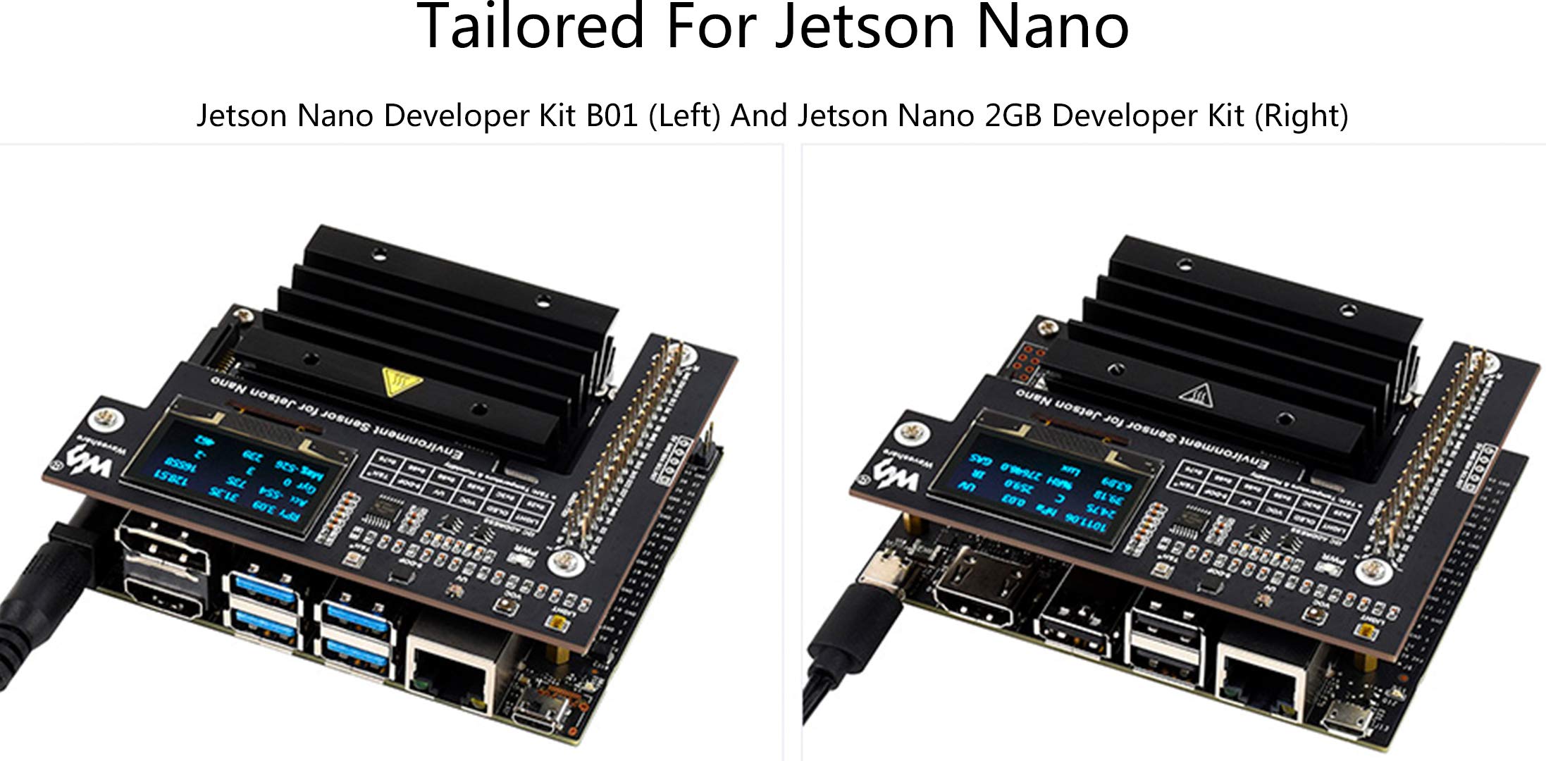 Bicool Environment Sensor Module for Jetson Nano Developer Kit B01-4GB and Jetson Nano 2GB, Collect Temperature Humidity IR ray Data,etc. I2C Bus,1.3inch OLED Display for Reading Data in Real Time