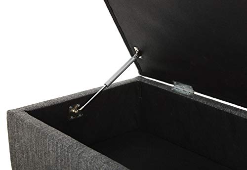 Amazon Brand β Rivet Maple Channel Tufted Upholstered Rectangular Storage Ottoman with a Soft-Close Hinge, 45.3"W, Dark Grey