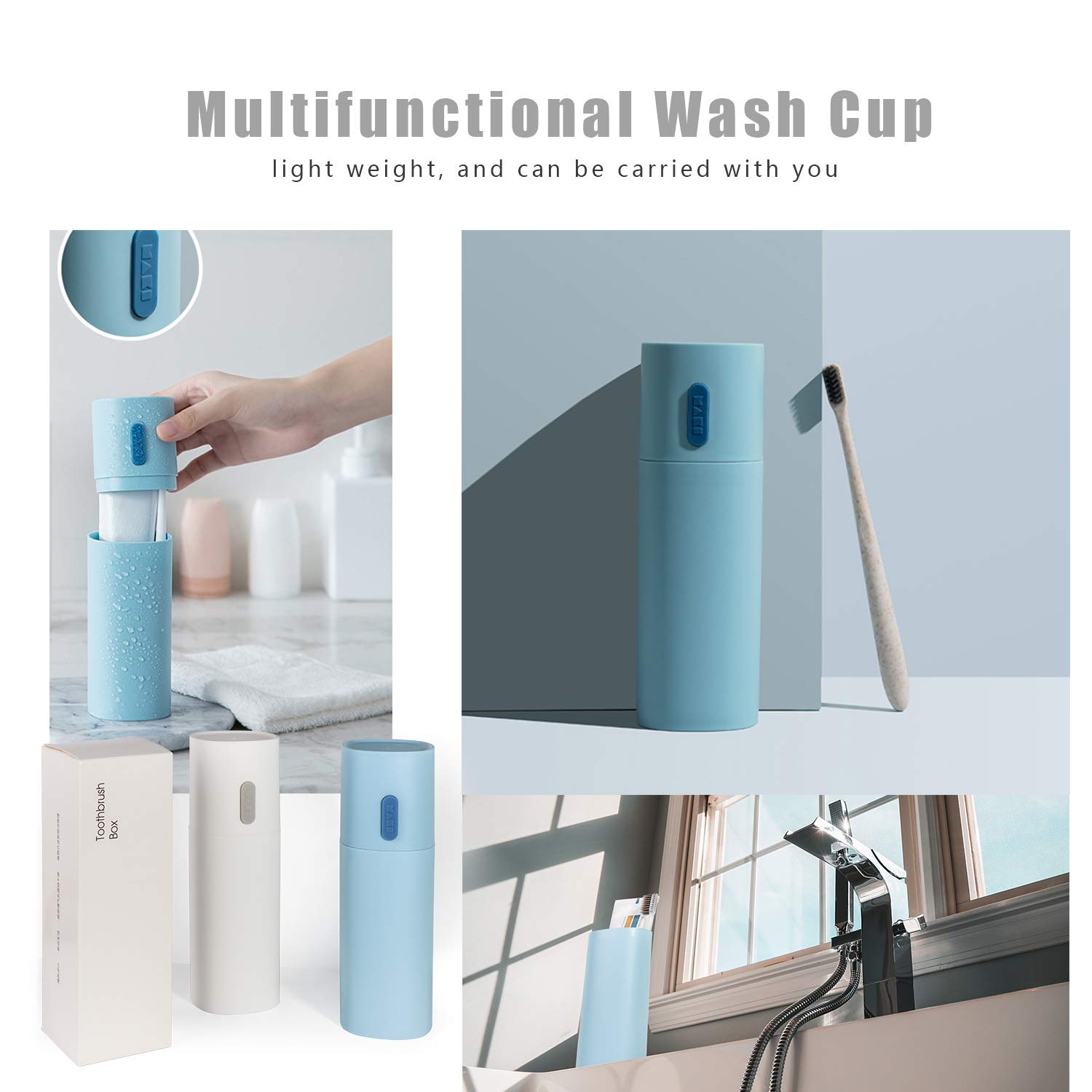 2 Pack Travel Toothbrush Case- Portable Breathable Toothbrush Holder -Plastic Toothbrush Storage Container Organizer- Multifunctional Wash Cup- For Travel Home&Camping&Business&School-MOFIT