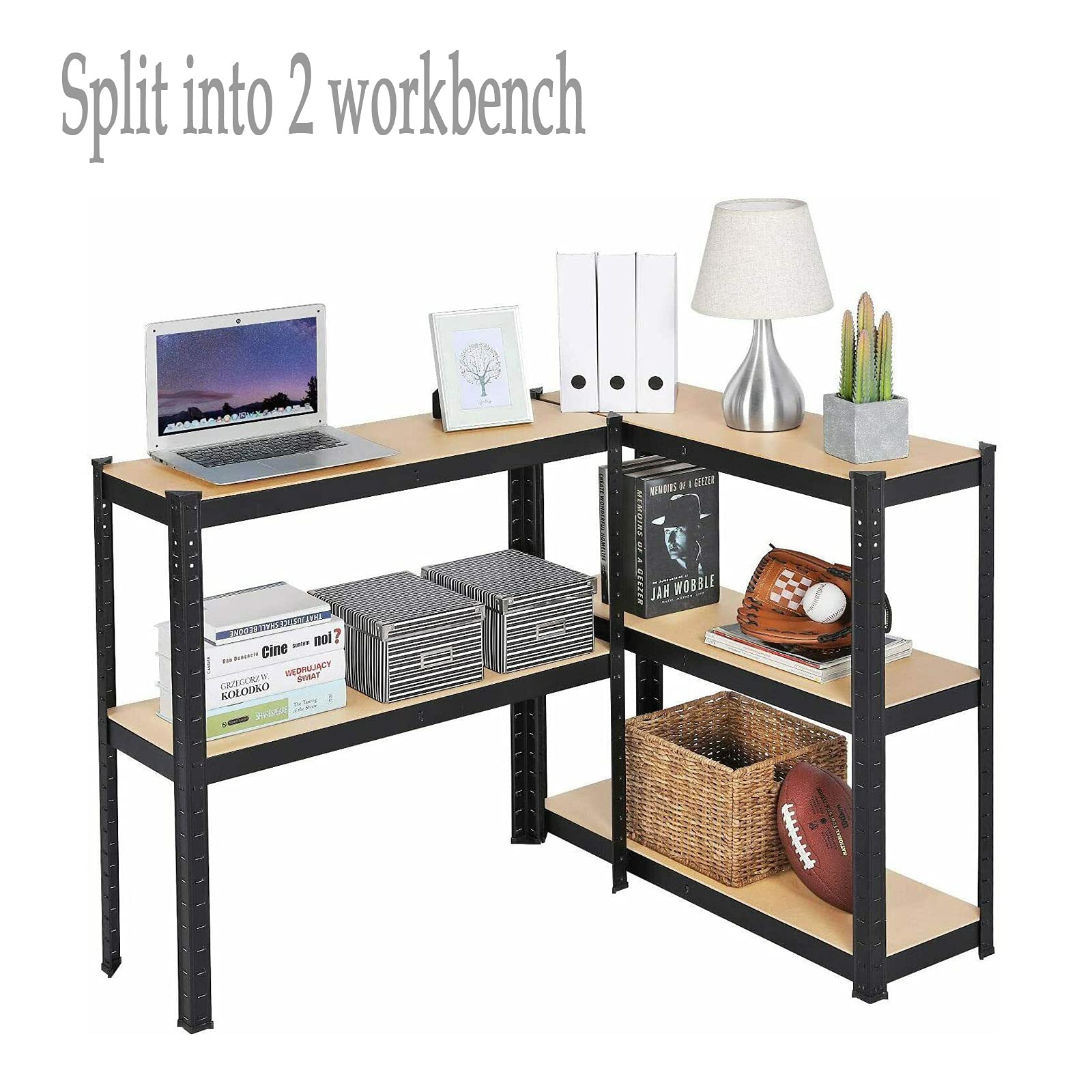 5 Shelf Adjustable Storage Shelving Unit, 59 Inch Tall Heavy Duty Garage Shelf with Boltless System, Metal Multi-Use Storage Shelving for Industrial Workshop / Garage, 1930LBS Total Capacity