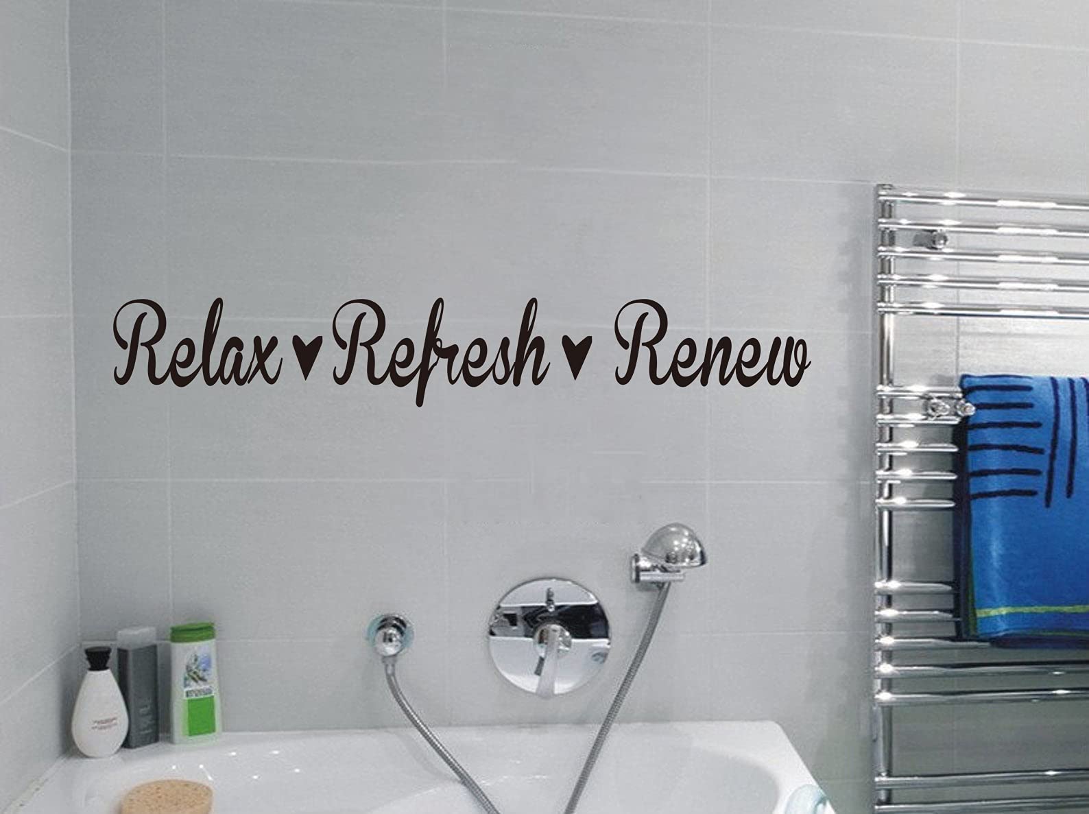 Summerjokes Relax Refresh Renew Funny Wall Sticker Decal Vinyl Sticker, Family Bathroom Toilet Spa Art Wall Decoration (199)