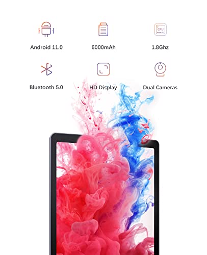 10.1 inch Tablet, Android 11.0, 3GB RAM, 32GB ROM, MAGCH Android Tablet with Quad-Core Processor, Up to 1.8Ghz, 8MP Rear Camera, HD IPS Display, 5000mAh Battery, Wi-Fi, Bluetooth 4.2, Metal Body, Grey