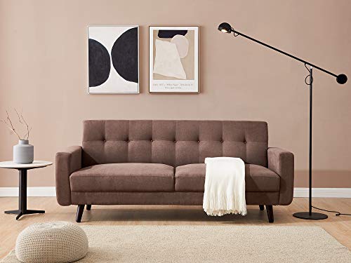 Meiyum Mid-Century Modern Loveseat/Sofa/Couch, with Upholstered Fabric in Brown for Living Room, Bedroom, Office, Apartment - Brown