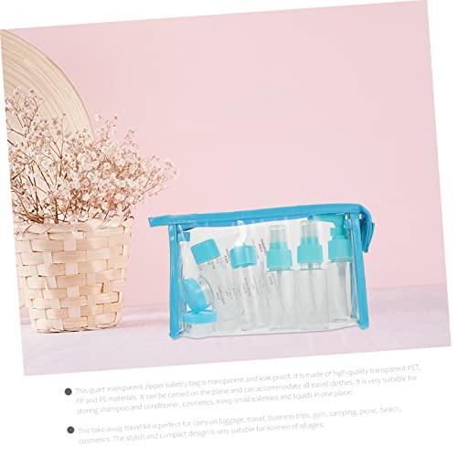 1 Set Toiletry Tools Bottles Cosmetic Holder Blends Shampoo Makeup Up Make Cosmetics and Reusable Blue Containers Essential Travel Kit Refillable Cream Size Product Lotion Soap