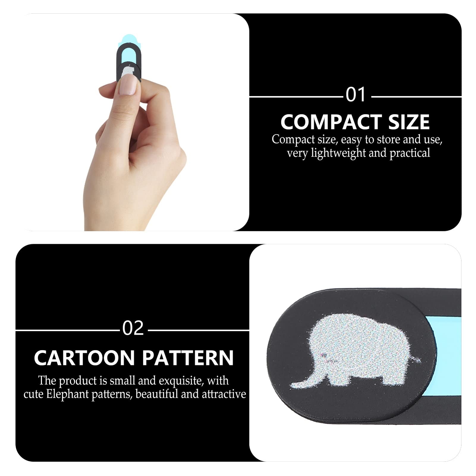 SOLUSTRE 2 pcs Elephant Pattern Webcam Slide Privacy Sliding Laptop Computer Tablet Cute Webcam Hider Accessory