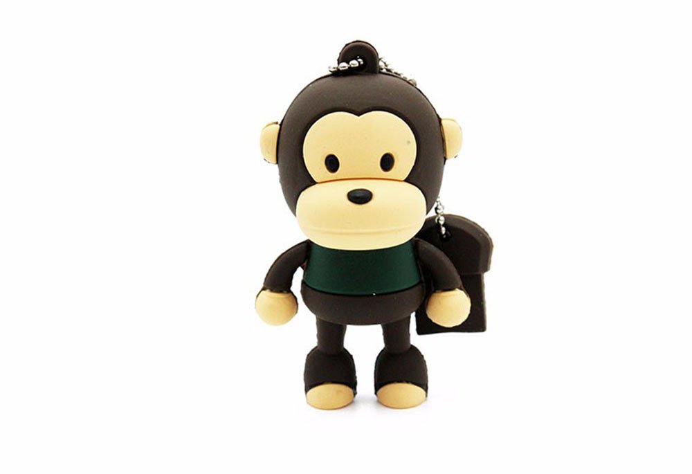 2.0 Monkey Black and Green 32GB USB External Hard Drive Flash Thumb Drive Storage Device Cute Novelty Memory Stick U Disk Cartoon Animal