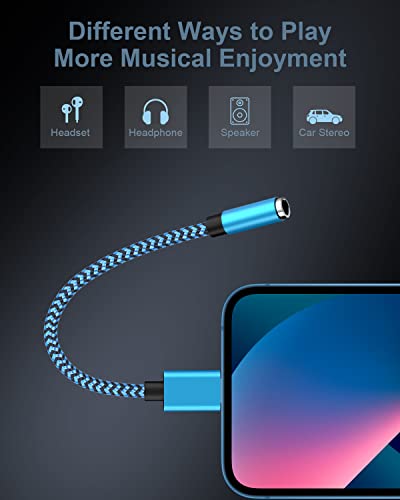 2-Pack Lightning to 3.5mm Aux Adapter, Headphone Adapter for Aux Cord [Apple MFI Certified] 3.5mm Jack Aux Audio Adapter Dongle for iPhone 14 13 12 11 Pro Max Plus Mini XR XS 8 iPad iPod