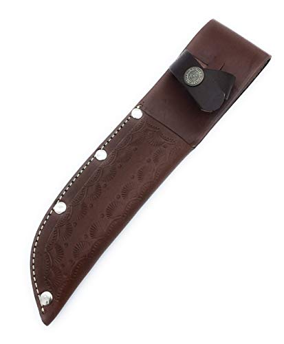 10.5" long custom handmade leather sheath for 5"โ5.5" cutting blade knife