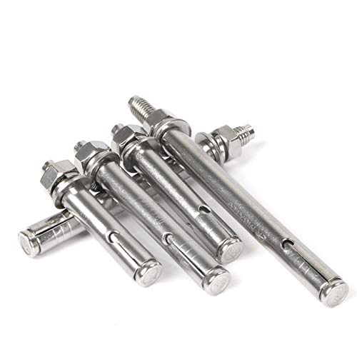 5 Pcs M6 x 50mm 304 Stainless Steel Expansion Bolt External Hex Expansion Screw Bolt Sleeve Anchor,Pool Safety Cover Expansion Bolts,for Concrete