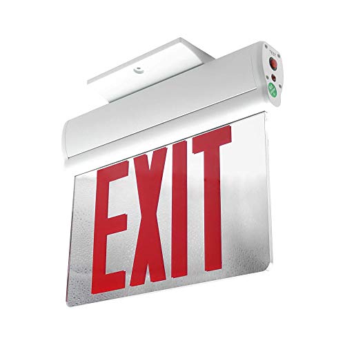 AH Lighting Edge Lit LED Emergency Exit Sign Red with 3.6V Nickel Cadmium Rechargeable Battery Backup, 3W Max Power Consumption, UL-94V-0 Flame Rating, Fire Resistant Thermoplastic ABS Housing