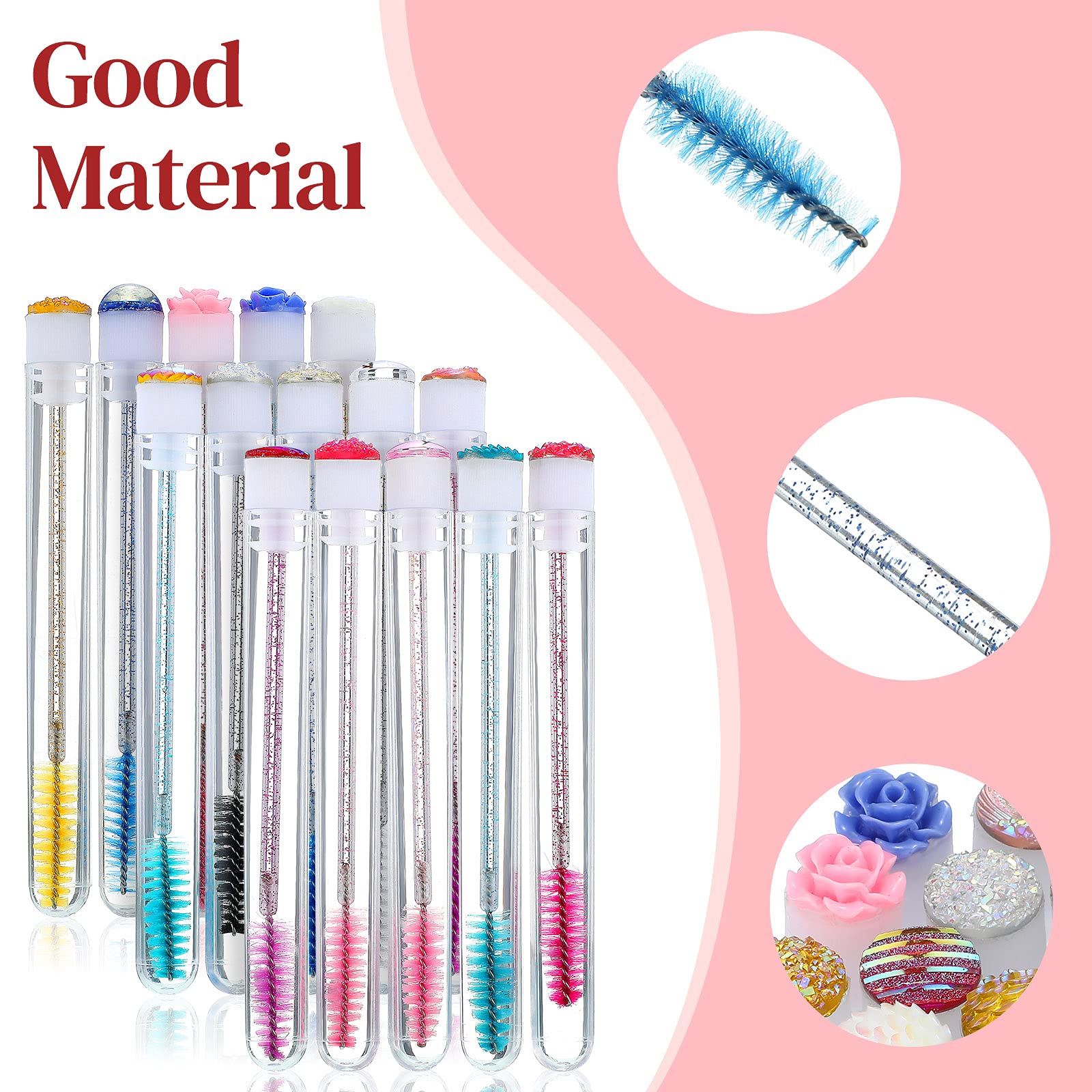 60 Pieces Disposable Mascara Wand Tube Set, 30 Diamond Empty Mascara Tube and 30 Crystal Eyelash Brush Spoolies Makeup Brush Eyebrow Applicator Tool for Lash Exention Supplies (Classic Style)