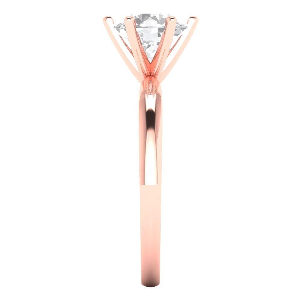 1.5 Ct Brilliant Round Cut Clear Simulated Diamond 14K Rose Gold Solitaire Engagement Promise Bridal Ring Size 10