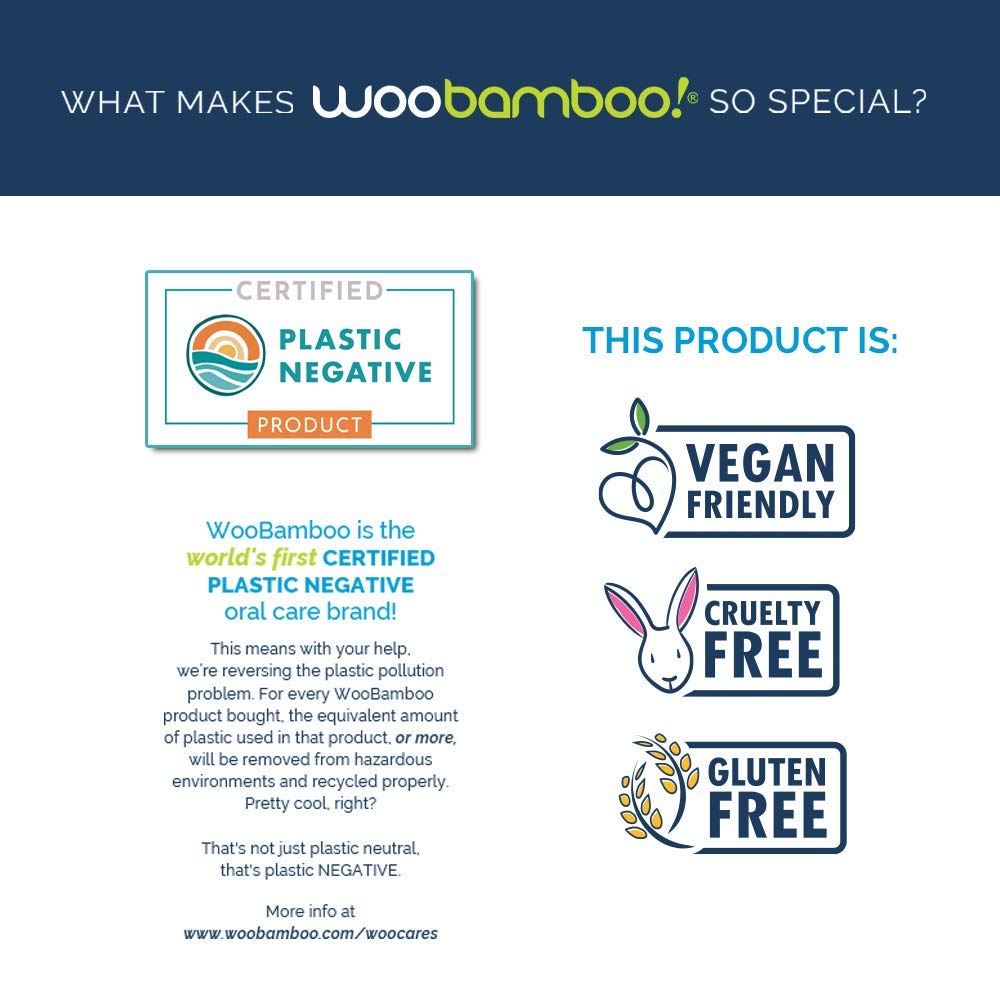 Woobamboo! Kid's Bamboo Toothbrush - Super Soft BPA Free Nylon Bristles - Eco-Friendly, Biodegradable, Compostable, Vegan (Pack of 2)