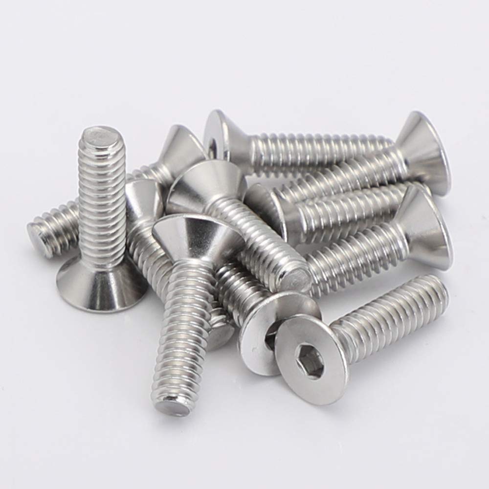5/16-18 x 1" Flat Head Socket Cap Screws Countersunk Bolts, Allen Socket Drive, Stainless Steel 18-8, Full Thread, Bright Finish, 15 PCS