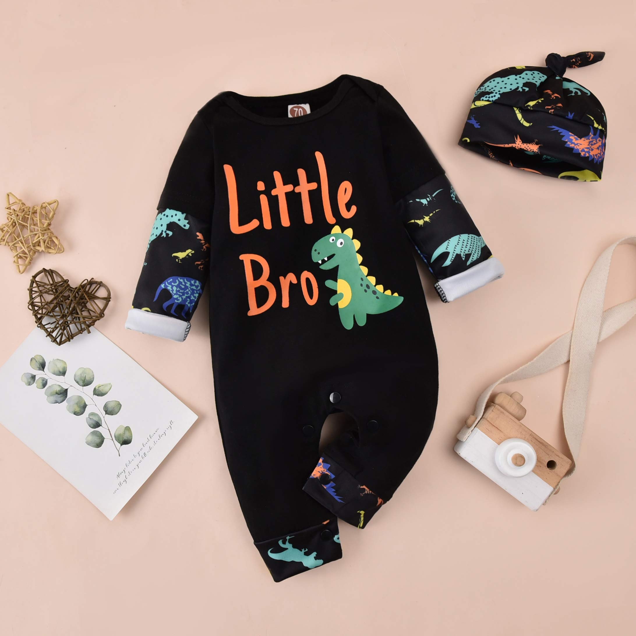 Aalizzwell Infant Baby Romper Toddler Pants Set Brother Matching Outfits Boys Clothes (Dinosaur-Romper, 0-3 Months)