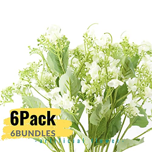 AUSBENDER Tall Fall Branches Wedding Picks Faux Stems White Artificial Flowers 24.4"(WildHydrangeaSpray) Floral Arrangement Rustic Decoration Crafts Home Decor Holiday Wedding Parties Primitive 6pcs