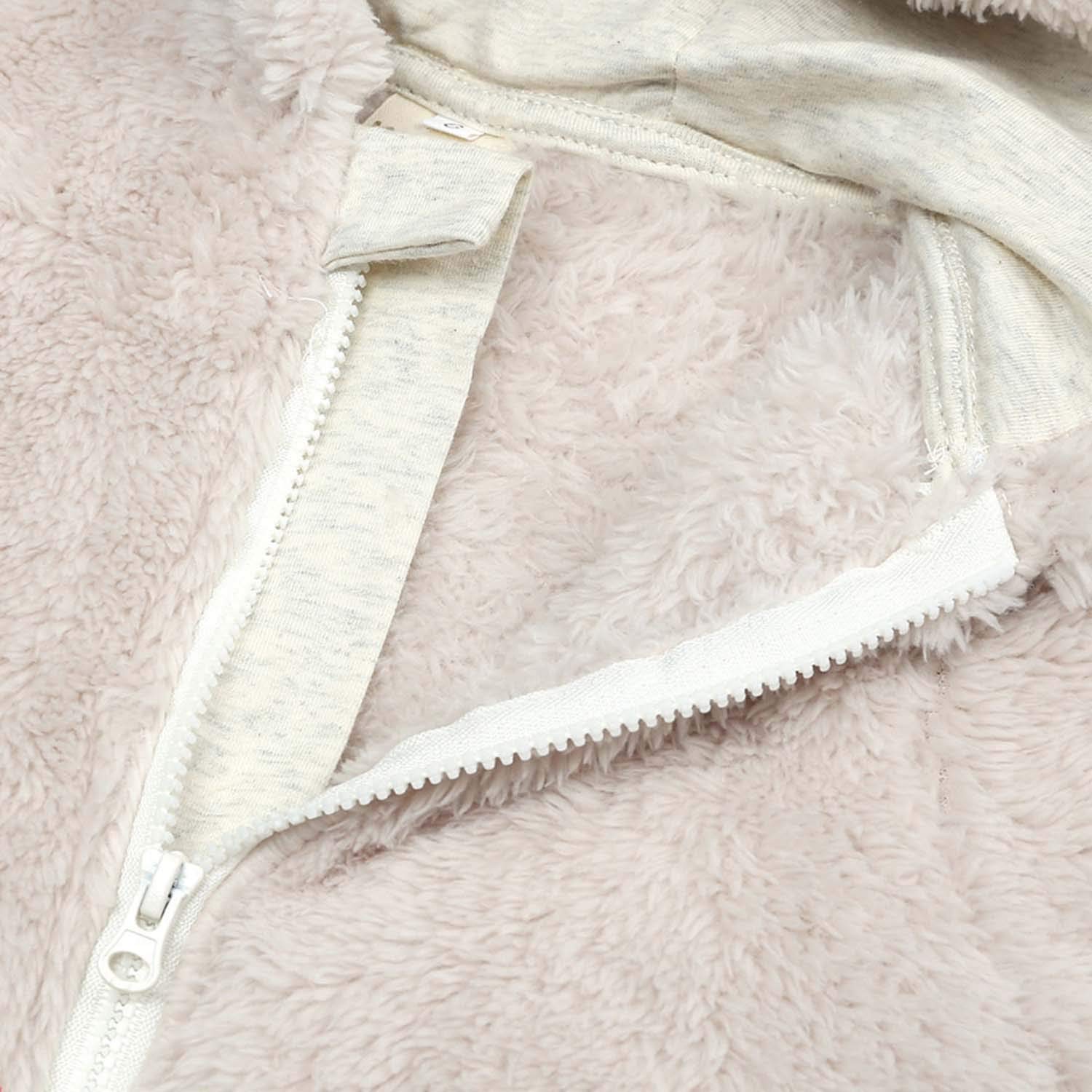 Baby Boy's Fleece Snowsuits 0-12 Months Toddlers Cute Bear Cartoon Jumpsuits Winter Hooded Rompers with Zipper Closure Beige 3-6M