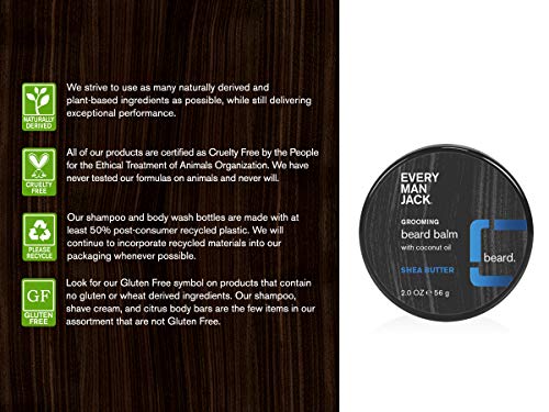 Every Man Jack Beard Balm - Subtle Coconut Fragrance - Moisturizes, Protects, and Strengthens Your Beard - Naturally Derived with Shea Butter, Coconut Oil, and Beeswax - 2.0-ounce