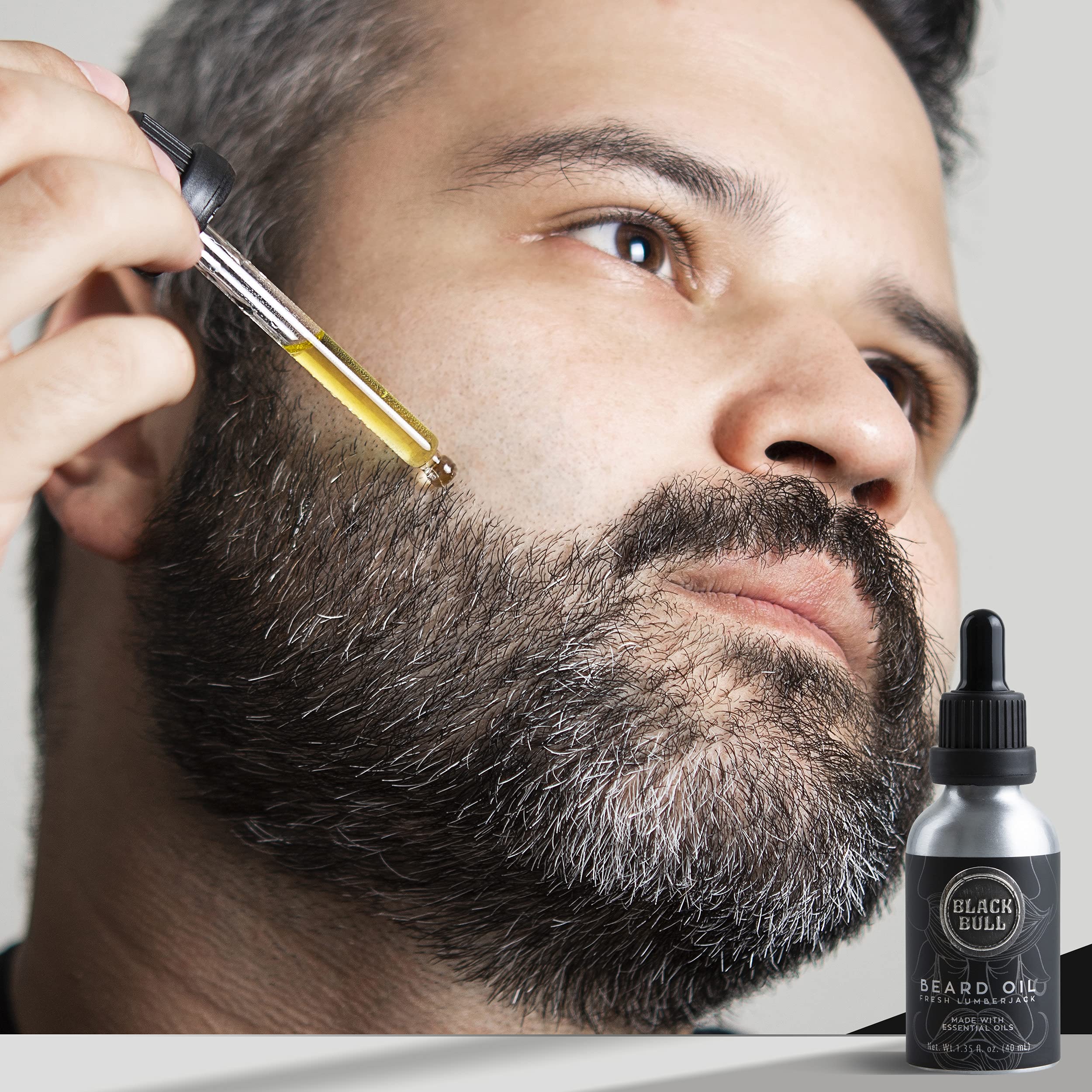 BLACK BULL MEN CARE: Beard Oil, Beard Growth Oil, 100% Natural, made with Essential Oils, Jojoba, Avocado and Menthol, Pack of 2, Beard Products, 40ml