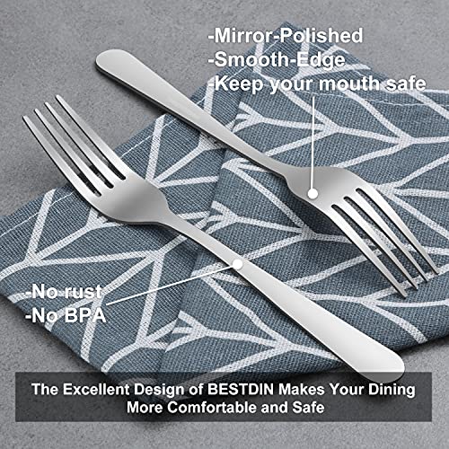 Bestdin Dinner Forks, Silverware Forks Set of 12, Food Grade Stainless Steel Flatware Table Forks Sets, Mirror-Polished & Dishwasher Safe, Use for Home Kitchen, Party or Restaurant