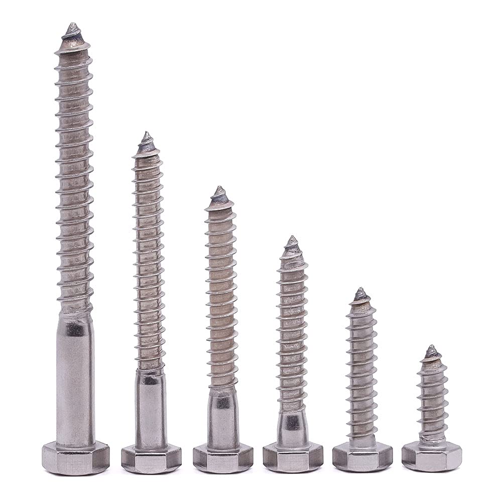 5/16" x 3" Hex Head Lag Screws Bolts for Wood, 304 Stainless Steel 18-8, Heavy Duty Lag Bolts, Hexagon Head Wood Deck Screws 10 PCS