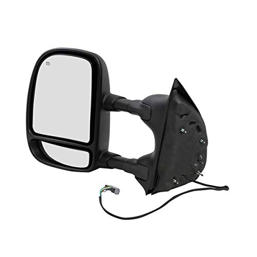 AutoShack KAPFO1320268 Driver Towing Mirror Power Black Textured Heated Manual Folding Replacement for 2001-2005 Ford Excursion 2003-2007 F-250 Super Duty F-350 Super Duty 5.4L 6.0L 6.8L 7.3L 4WD RWD