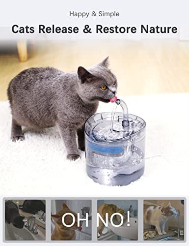 Cat Water Fountain Animal Water Dispenser 61OZ/1.8L Automatic Pet Drinking Fountain with 3 Filter Replacement 1 Pump 1 Cleaning Brush kit 1 Silicone Food Mat 1 Adapter for Cats Kitty Indoor