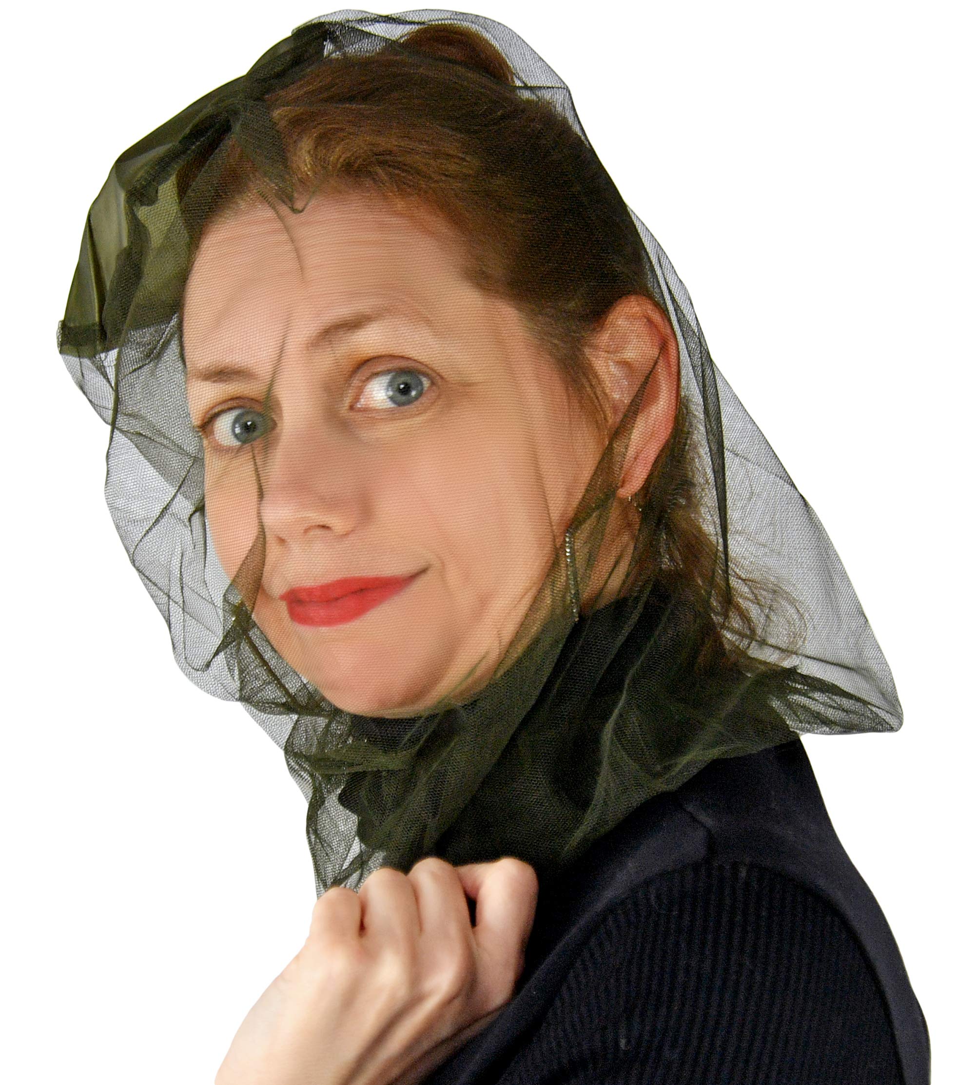 Home-X Anti-Mosquito Mesh Head Net, Bug Face Shield, 100% Polyester Soft Fly Screen Fine Mesh Mosquito Netting-Head Net-Black