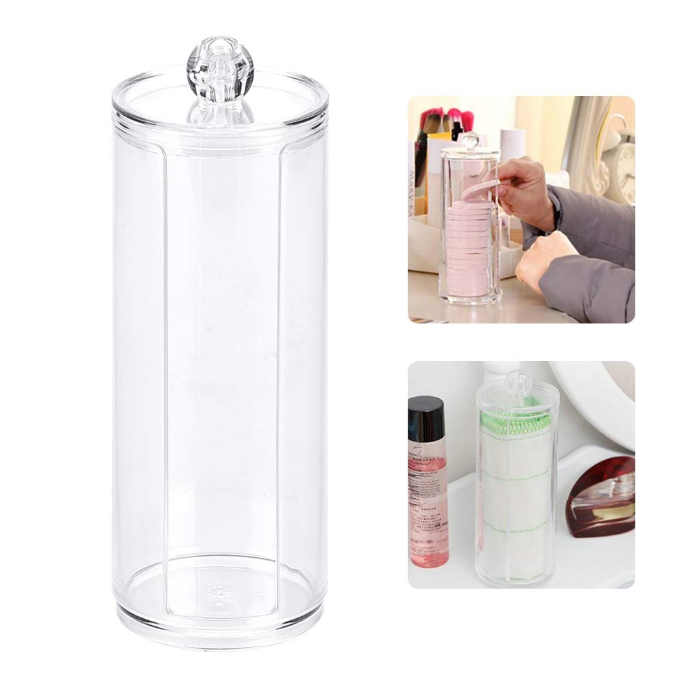 Cotton Rounds, Cotton Round Holder Transparent Round Acrylic Cotton Pad Storage Case Organizer, Puff Holder Container for Makeup Tool Cosmetic Kit