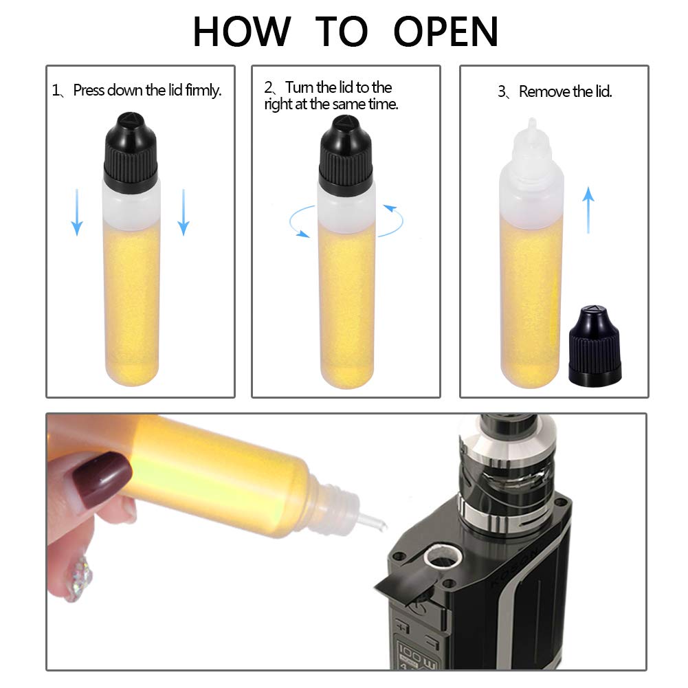 20 Pack 30mL LDPE Plastic Unicorn Dropper Bottle 1 oz E-liquid Ink Liquid Applicator Squeezable Bottles with Childproof Cap and Thin Tip (Black)