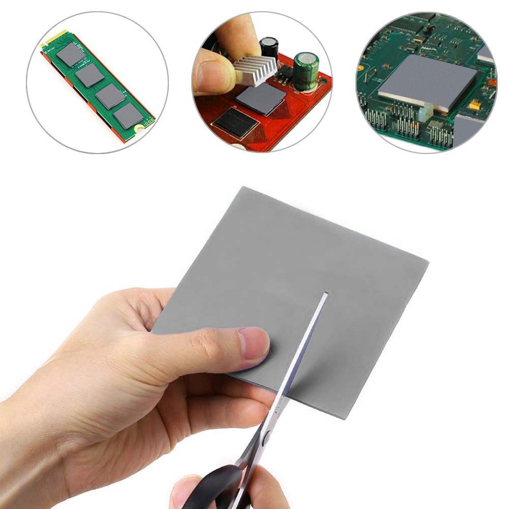 12W/mK Thermal Pad, 100x100x1mm Non Conductive Lnsulated Heat Resistant High Temperature Resistant Silicone Thermal Pads for Mining Motherboard Laptop Heatsink CPU GPU LED SSD IC SMD Cooler