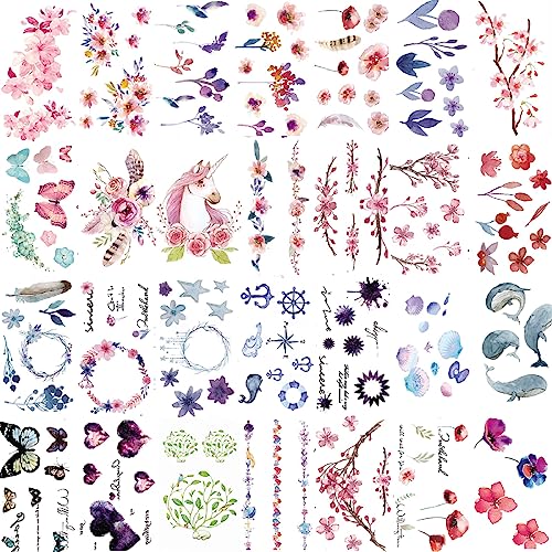 30 Sheets Butterfly Tattoos for Kids Womens - 110 Pcs 3D Tattoos, Colorful Body Art Temporary Tattoos, Butterfly Party Favors