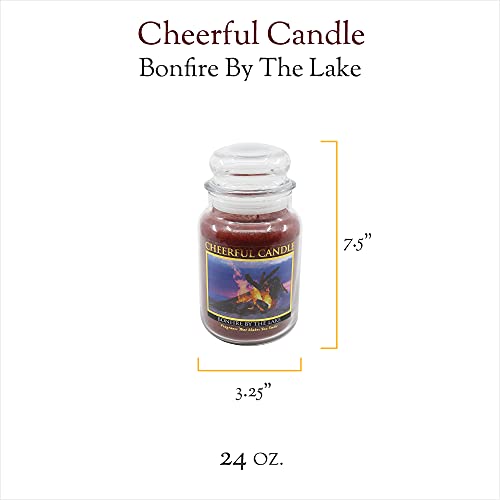 A Cheerful Giver - Bonfire By The Lake Scented Glass Jar Candle (24 oz) with Lid & True to Life Fragrance Made in USA