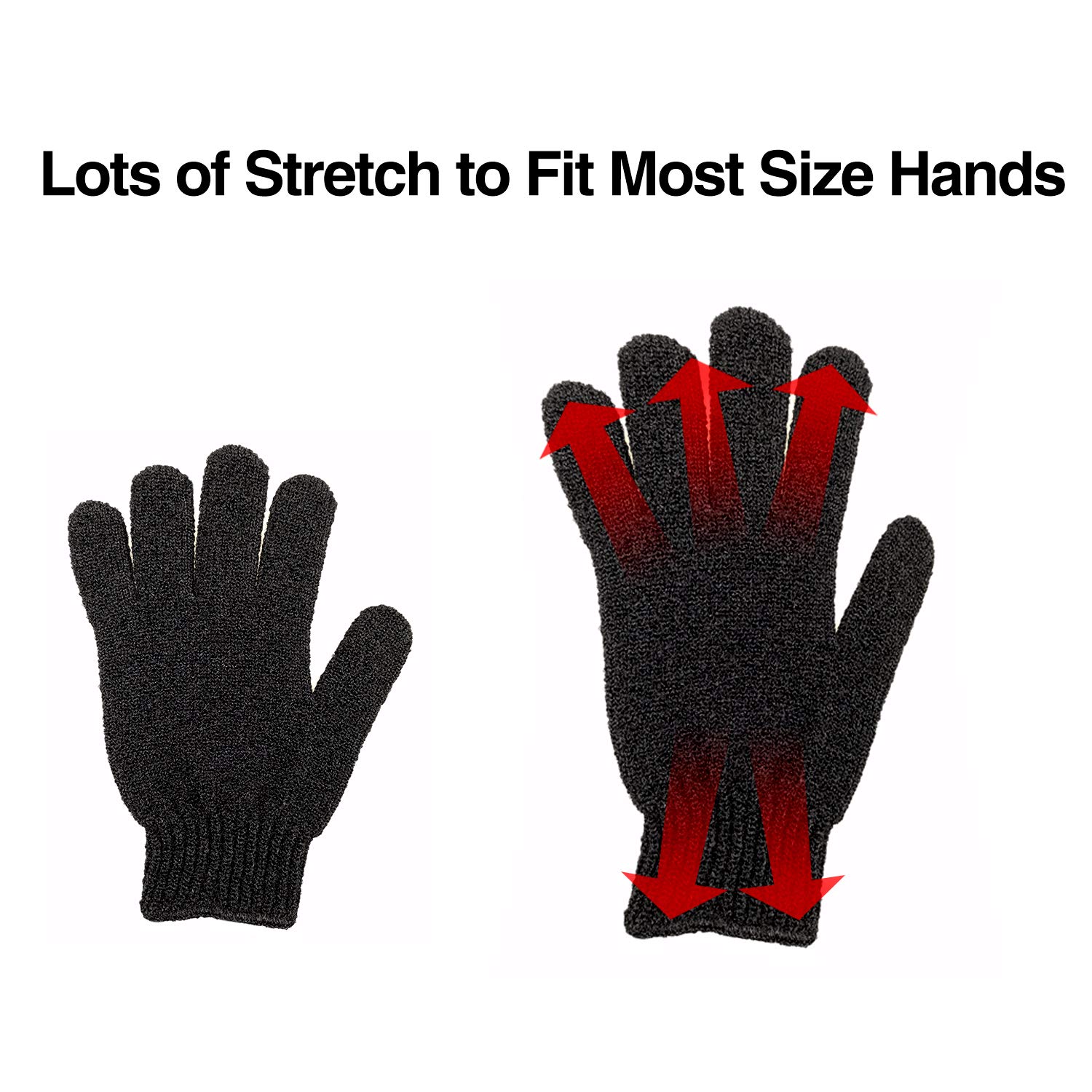 6Pairs Exfoliating Gloves - Premium Black Scrub Wash Mitt for Bath or Shower - Luxury Spa Exfoliation Accessories for Beauty Spa Massage, Suitable for Men and Women