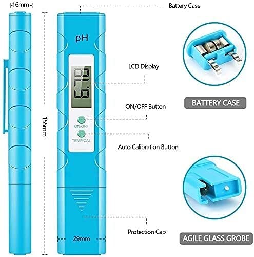 YUESFZ Precise Digital PH Meter, Professional PH Meter 0.01 PH High Precision Water Quality Tester with 0-14 PH Measurement Range, Suitable Practical Water Quality Detector