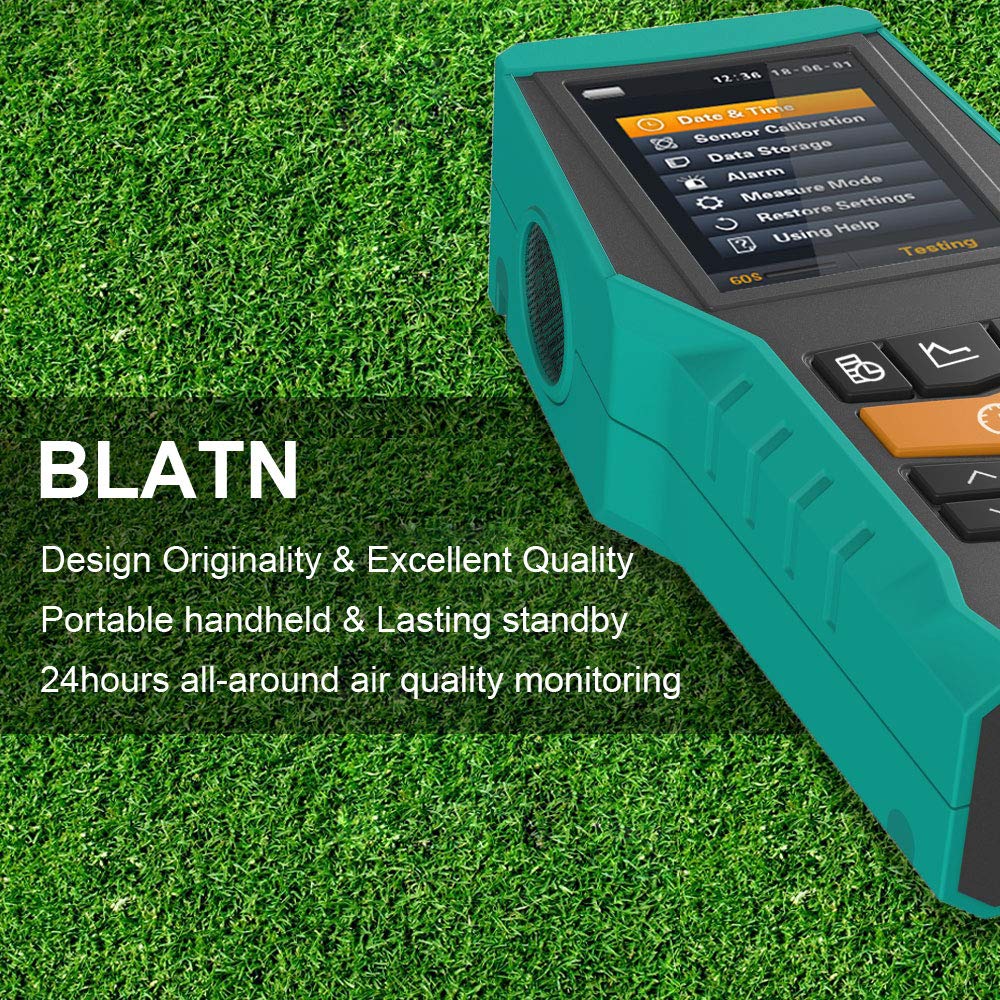 BLATN Smart 128s Air Quality Monitor Indoor CO2 PM2.5 TVOC Meter Formaldehyde HCHO Detector VOCs Pollution AQI Tester PM1.0 PM10 Dust Particle Counter Data Logger Home