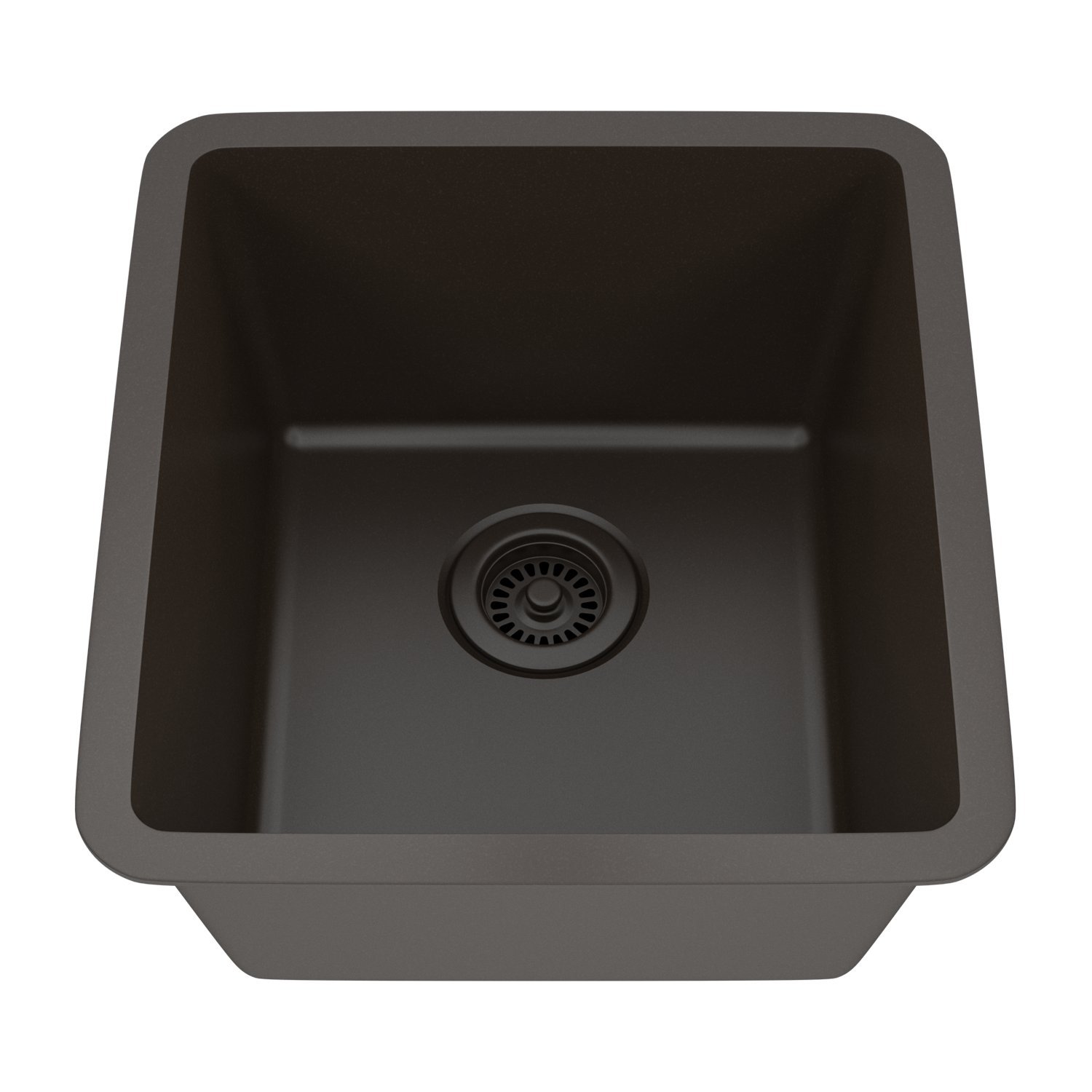 16" x 18" Quartz Kitchen Sink, Single Bowl Kitchen Sink, Drop In Kitchen Sink, Undermount Sink, Granite Composite Kitchen Sink, Galaxy Mocha Kitchen Sinks, Grid, Strainer, Lexicon Platinum LP-1618-M