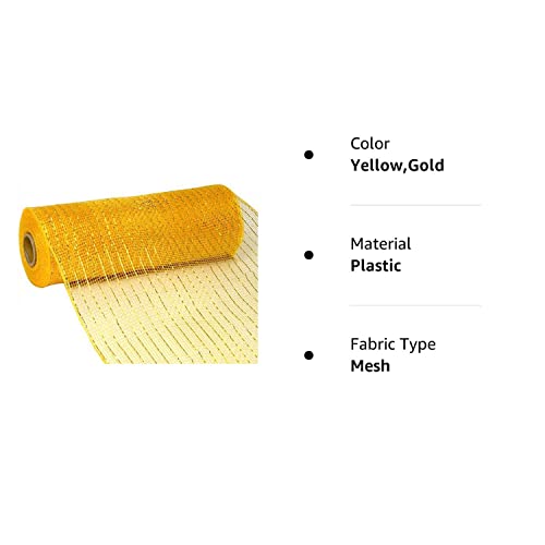 10 inch x 30 feet Deco Poly Mesh Ribbon (Metallic Gold with Gold Foil) : RE130153