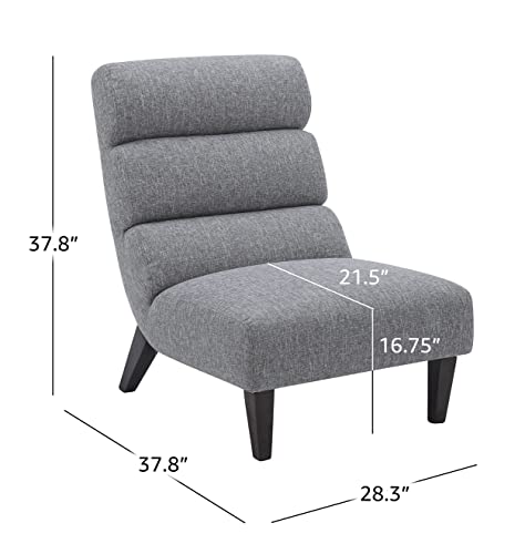 Amazon Brand – Rivet Modern Channel Tufted Armless Accent Chair, 28.3"W,Wood, Grey
