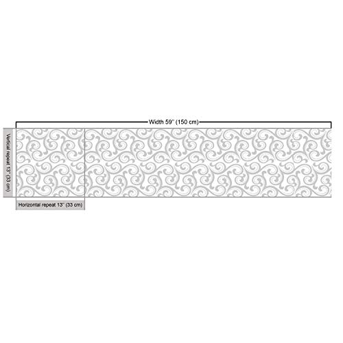 Ambesonne Damask Grey Fabric by The Yard, Simple Pattern with Curls and Dots in Neutral Design Print, Decorative Fabric for Upholstery and Home Accents, 5 Yards, White Grey