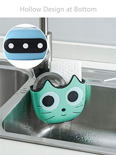 QTMY 2 PACK Sponge Holder Basket with Buckle,Sink Faucet Caddy Hanging Drain Rack, Gadget Soap Brush Desk Pen Organizer for Kitchen Bathroom,Pink Green