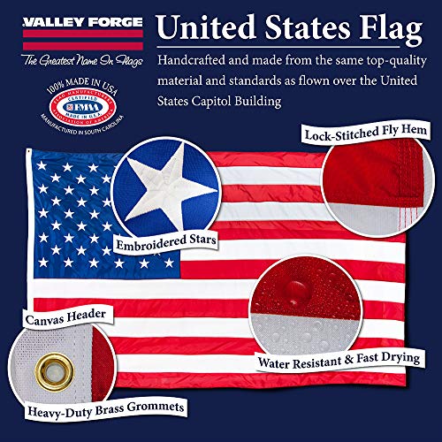 100% Made in the USA - 3'x5' ft β Perma-Nyl Sewn Nylon with Grommets - Sturdy, Durable, and Patriotic - Great For Gardens, Homes, Patios and Cars β By Valley Forge Flag