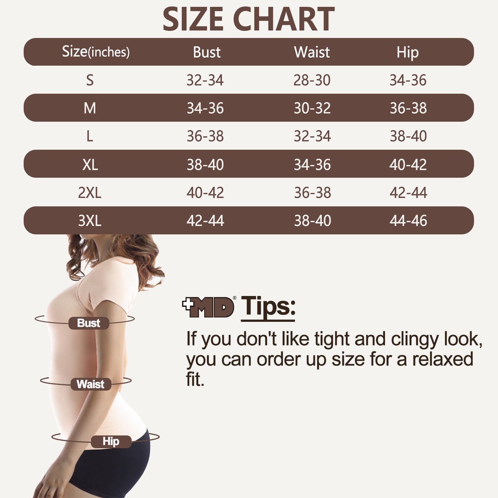 +MD Women's Seamless T-Shirt Scoop Neck Short Sleeve Comfort Light Control Shapewear Undershirt Pyjamas